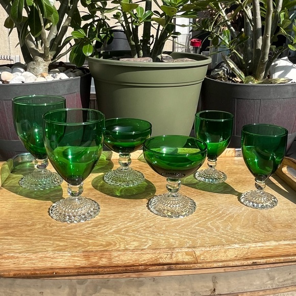 Anchor Hocking | Dining | Vintage Anchor Hocking Emerald Green Burple Boopie Glassfull Set For 2 ...